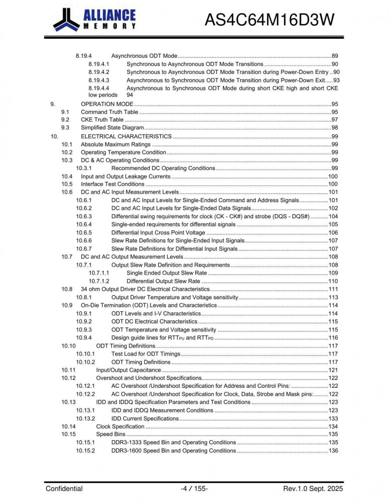 AS4C64M16D3W datasheet page image 4