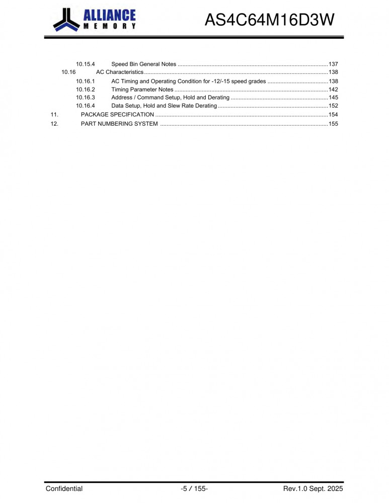AS4C64M16D3W datasheet page image 5