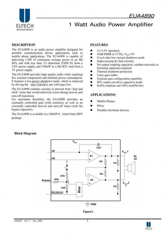 EUA4890 datasheet page 1