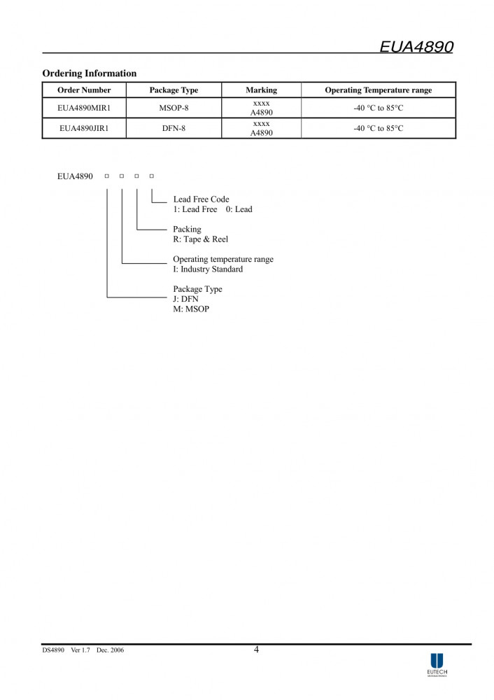 EUA4890 datasheet page 4