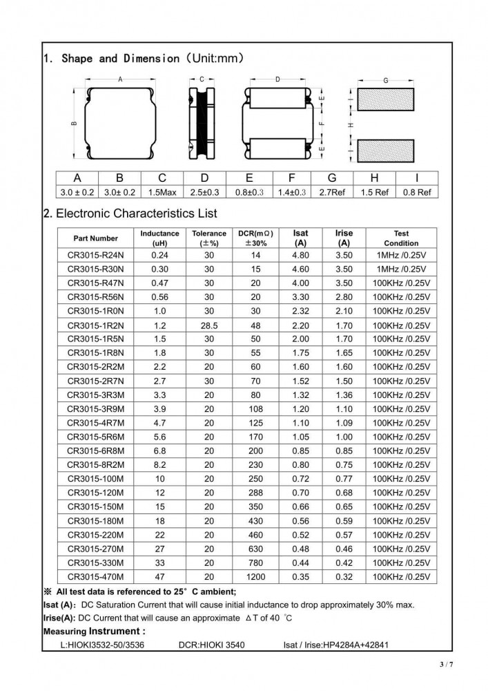 CR3015 specification page 3