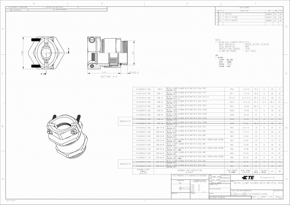 TE Connectivity T3135110101-000 technical drawing page