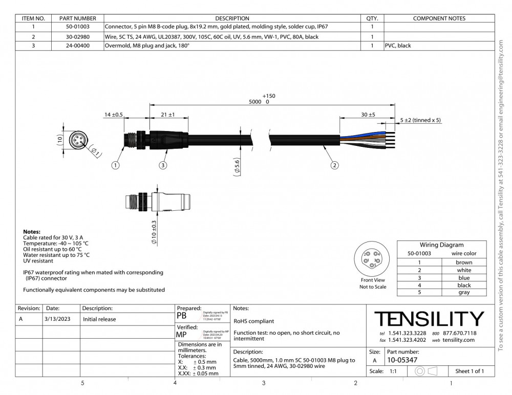 Tensility International 10-05347 assembly drawing
