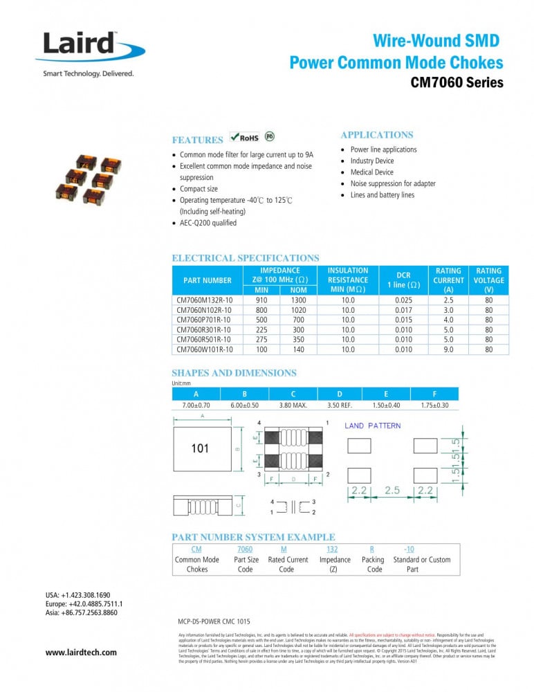 Laird CM7060 series datasheet page 1