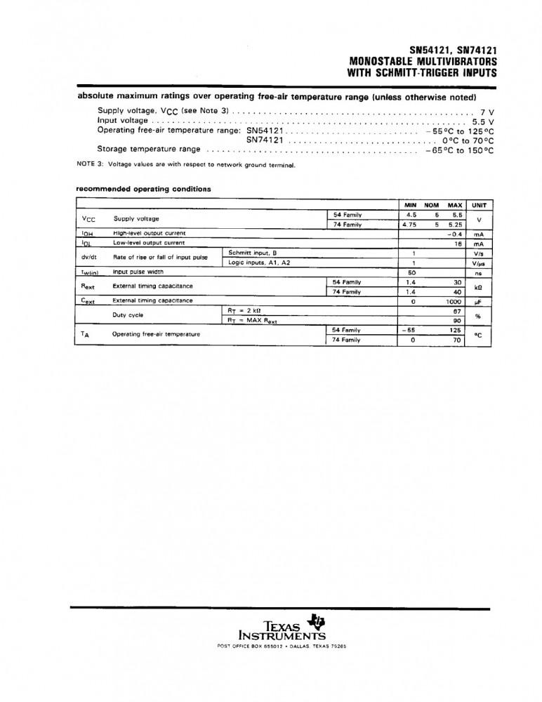 SN74121 datasheet page 3