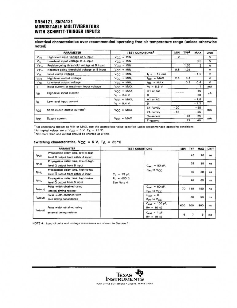 SN74121 datasheet page 4