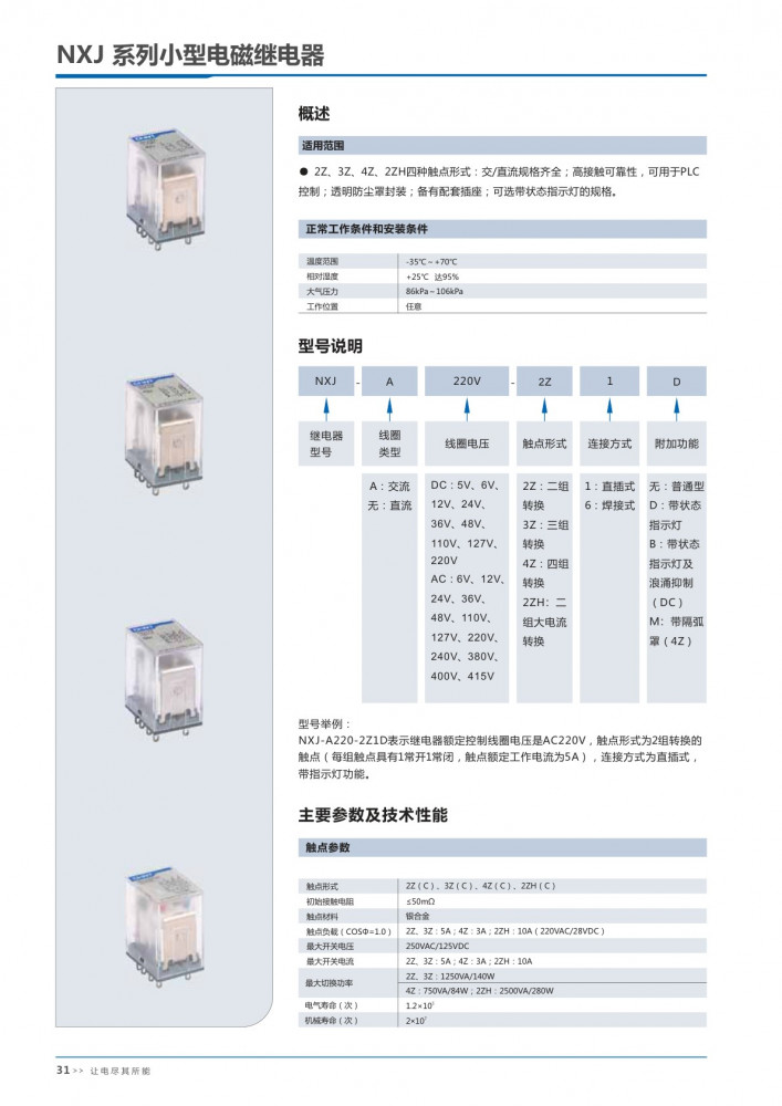 NXJ series datasheet page 1