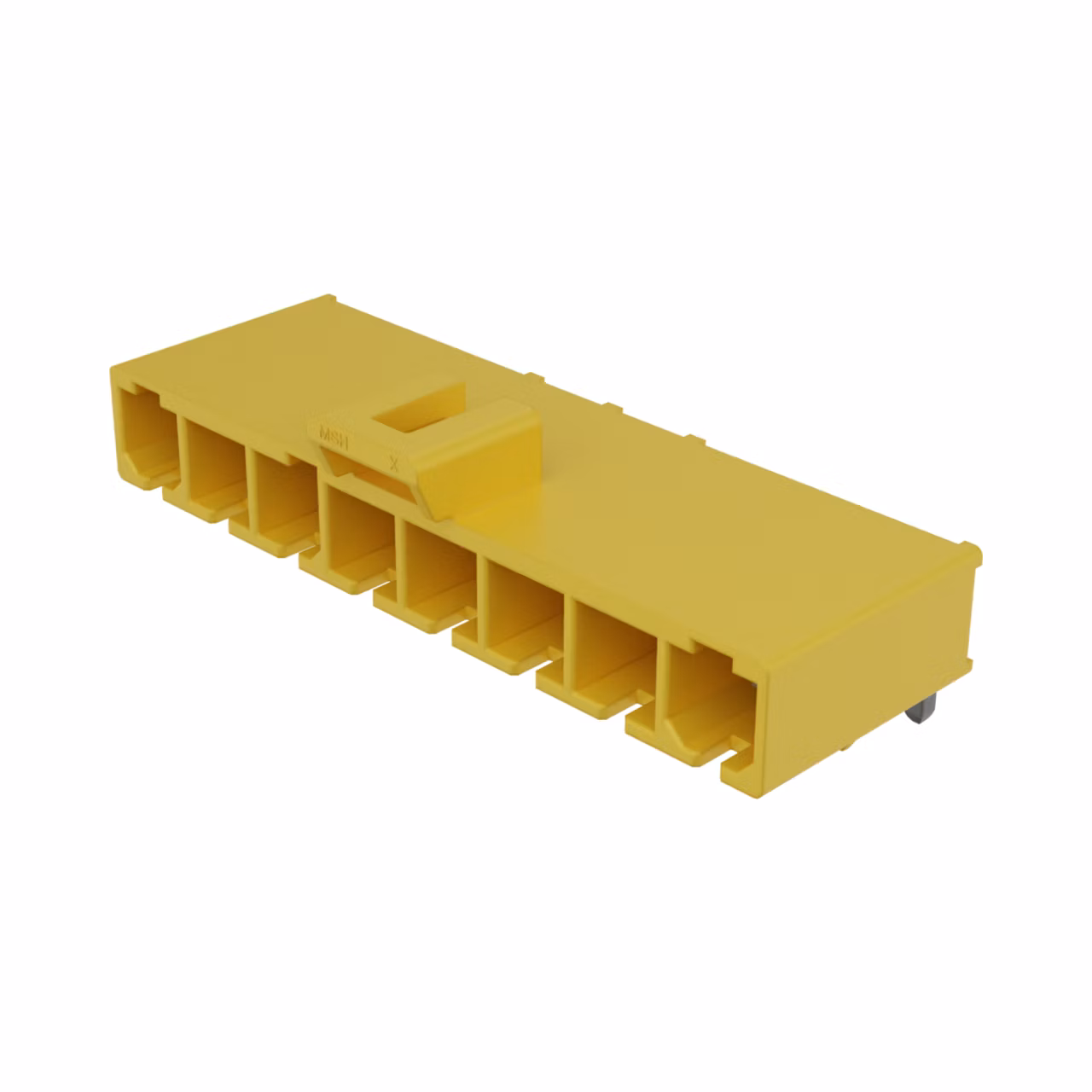 Mega-Fit ColorLock Right-Angle Header, 5.70mm Pitch, Single Row, 8 Circuits, Matte Tin (Sn) Plating, Glow-Wire Capable, Tray, Yellow for sale