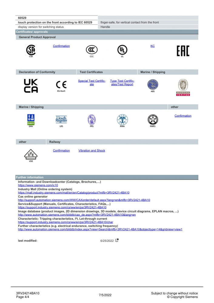 3RV24214BA10 technical document page 4