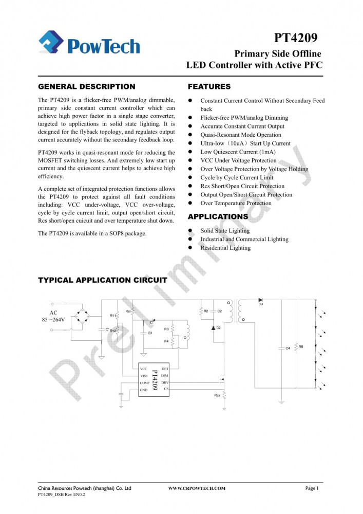 PT4209ESOH technical datasheet page