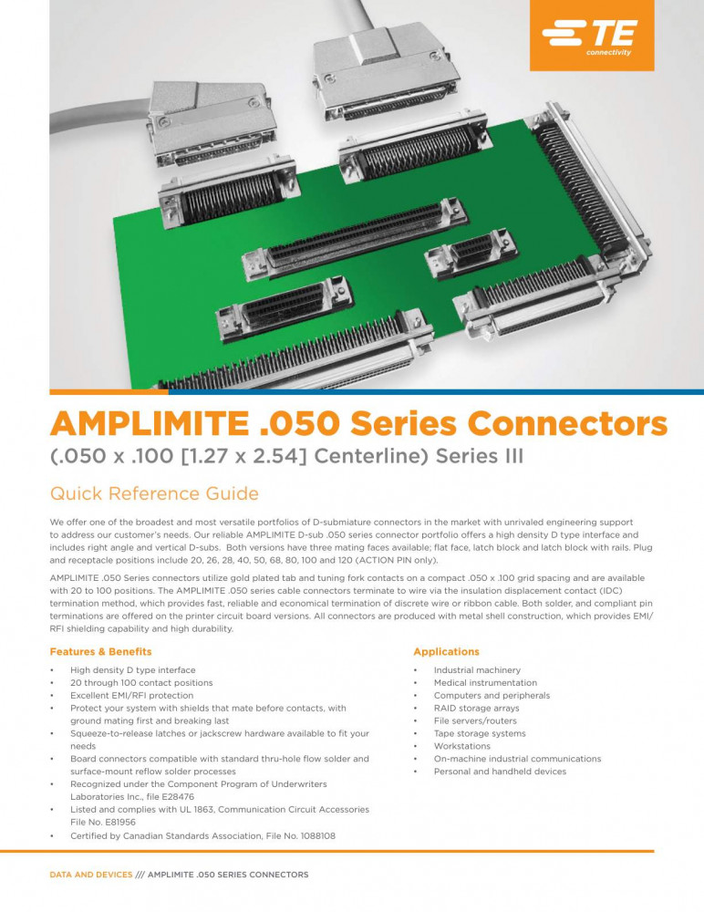 TE AMPLIMITE .050 Series quick reference page 1