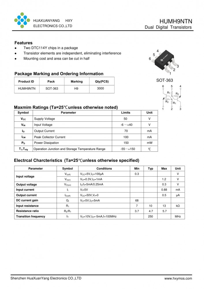 HUMH9NTN datasheet page 1