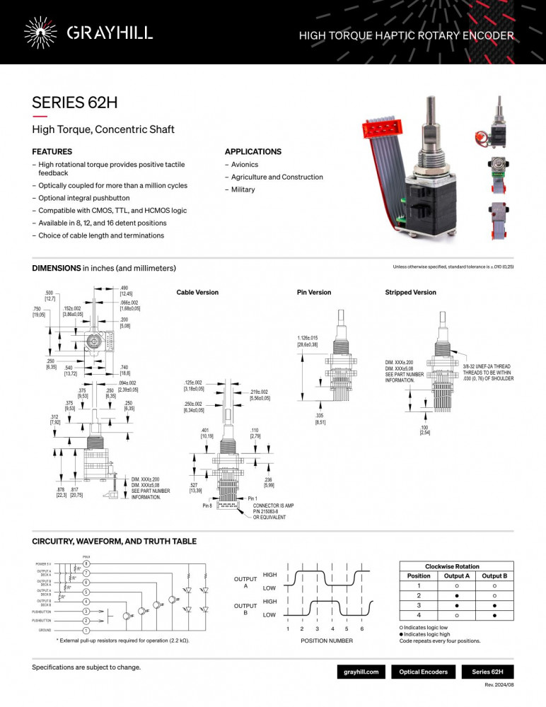 Grayhill Series 62H technical document page 1