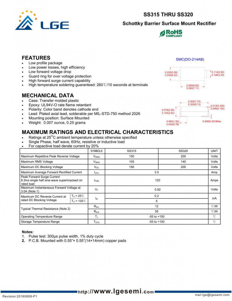 LGE SS315(SMC) datasheet page 1