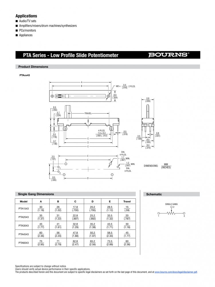 BOURNS PTA Series datasheet page 2