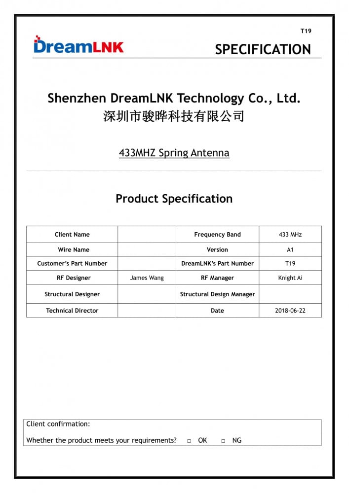 T19-433M specification page 1