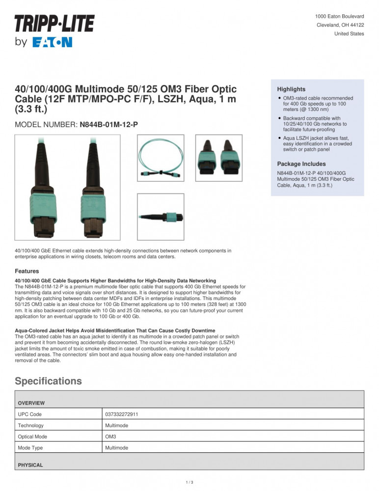 N844B-01M-12-P technical document page 1