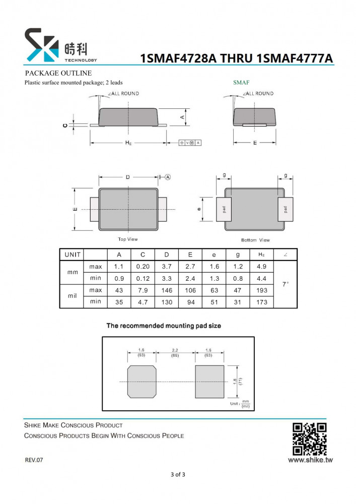 1SMAF4737A datasheet page 3