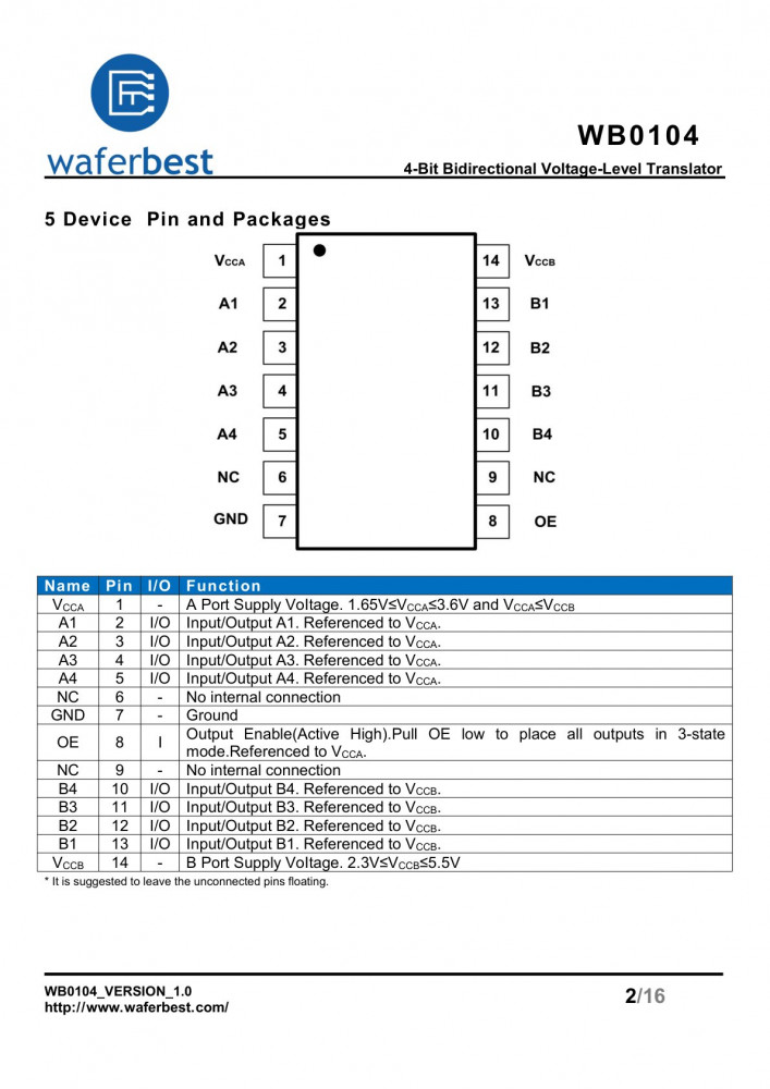 WB0104 datasheet page 2
