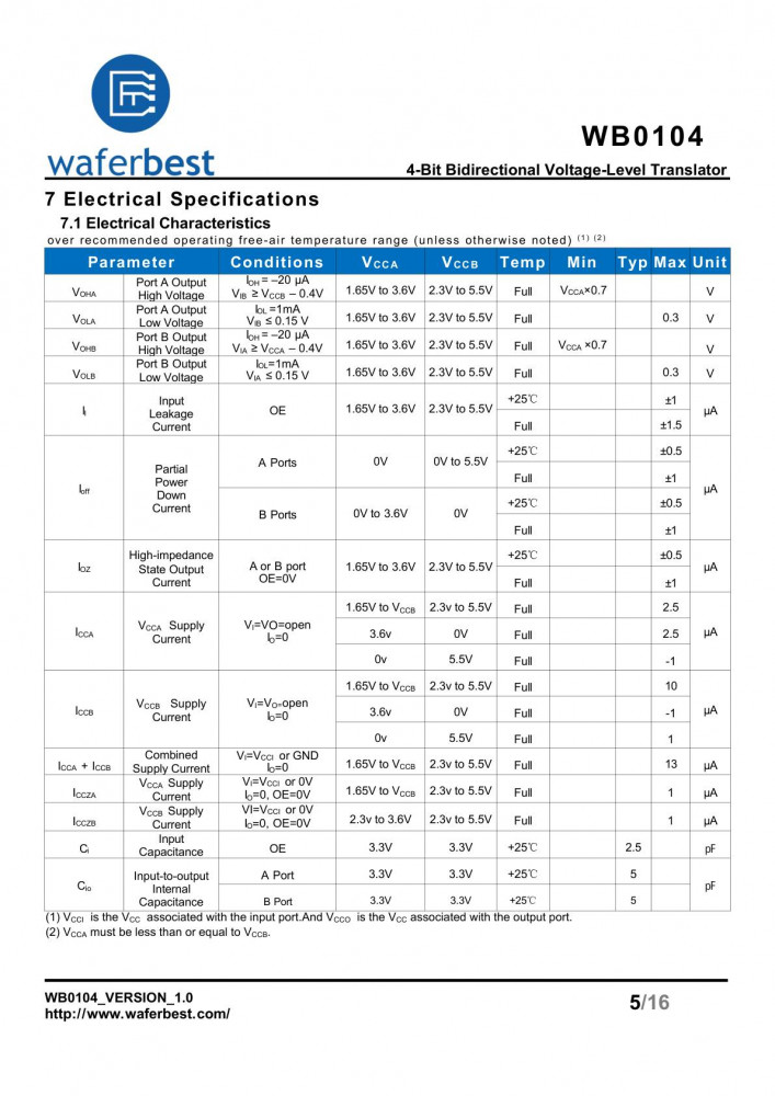 WB0104 datasheet page 5