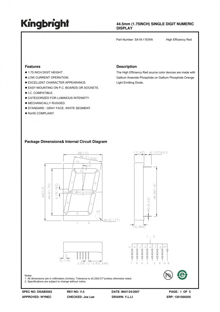 SA18-11EWA datasheet page 1