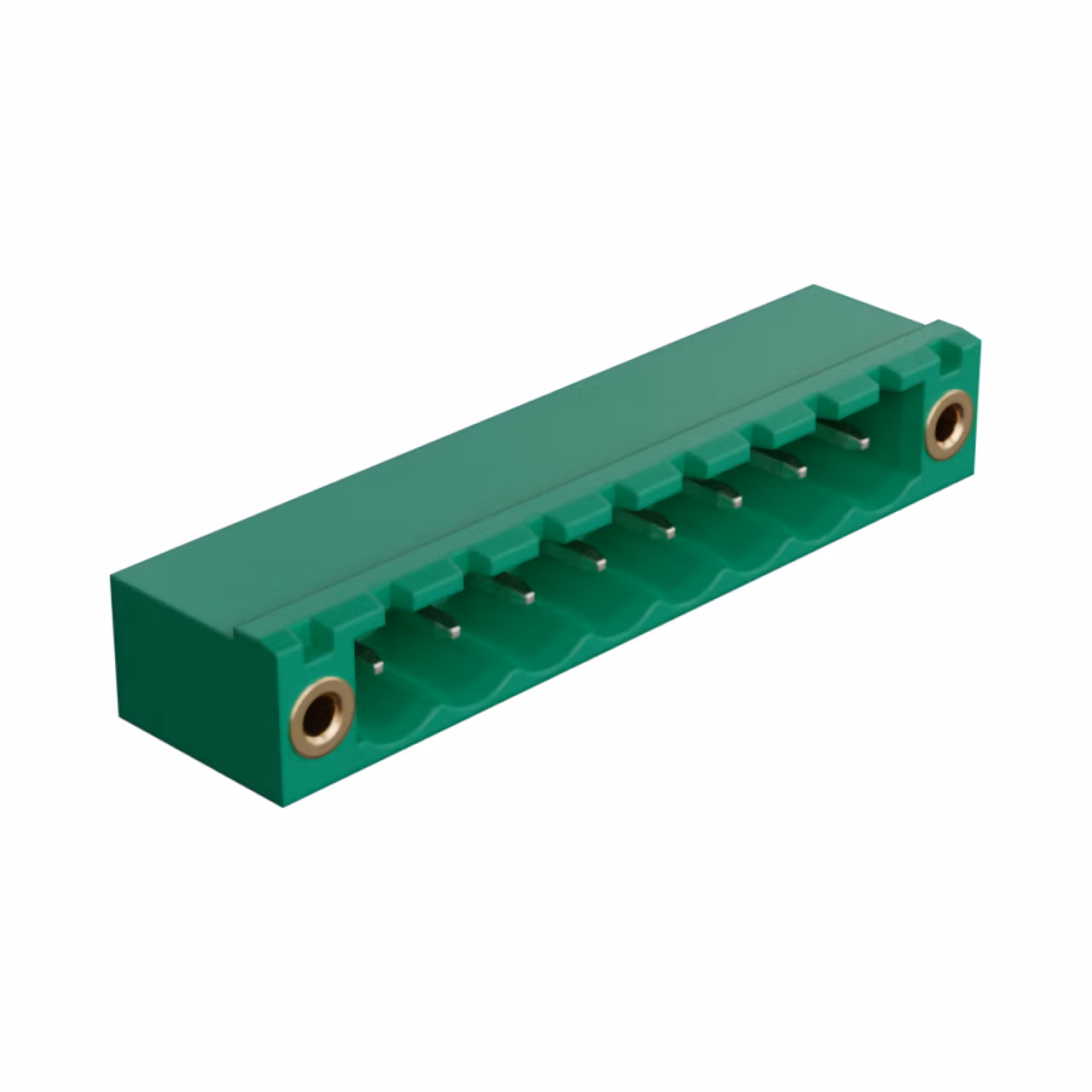5.00mm Pitch Eurostyle Right-Angle PCB Header, with Threaded Retention Inserts, Green Housing, 8 Circuits for sale