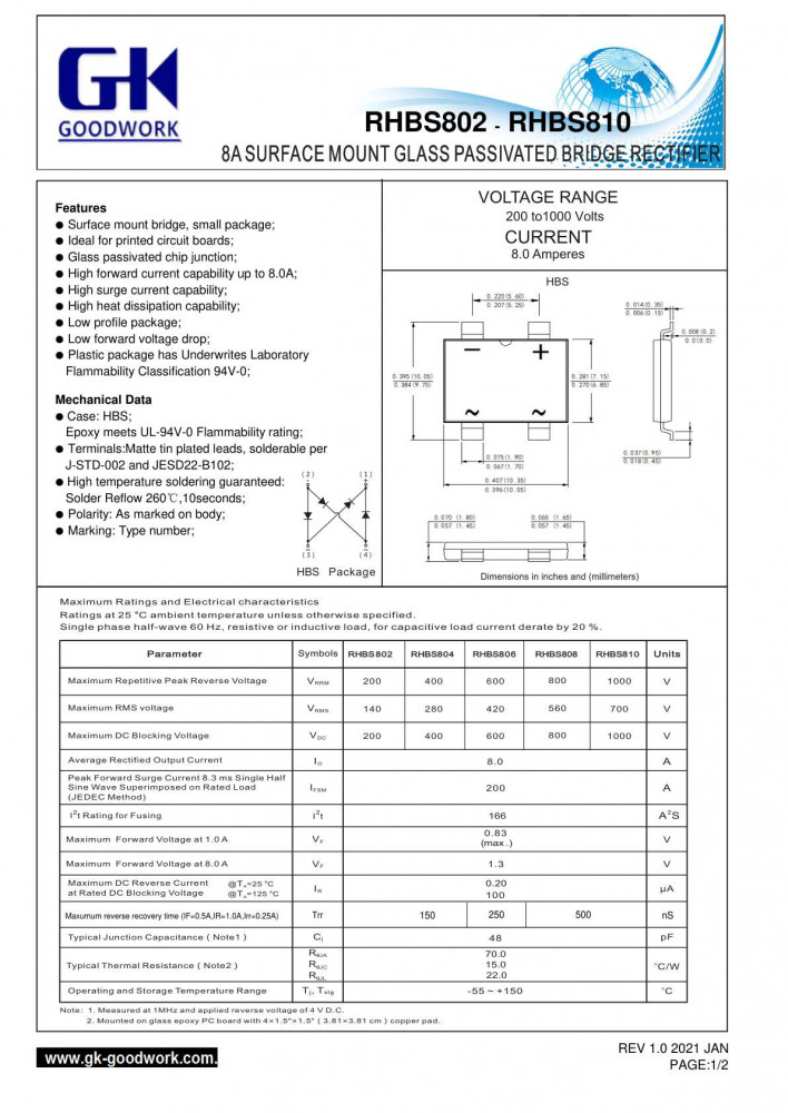 GOODWORK RHBS810 datasheet page 1
