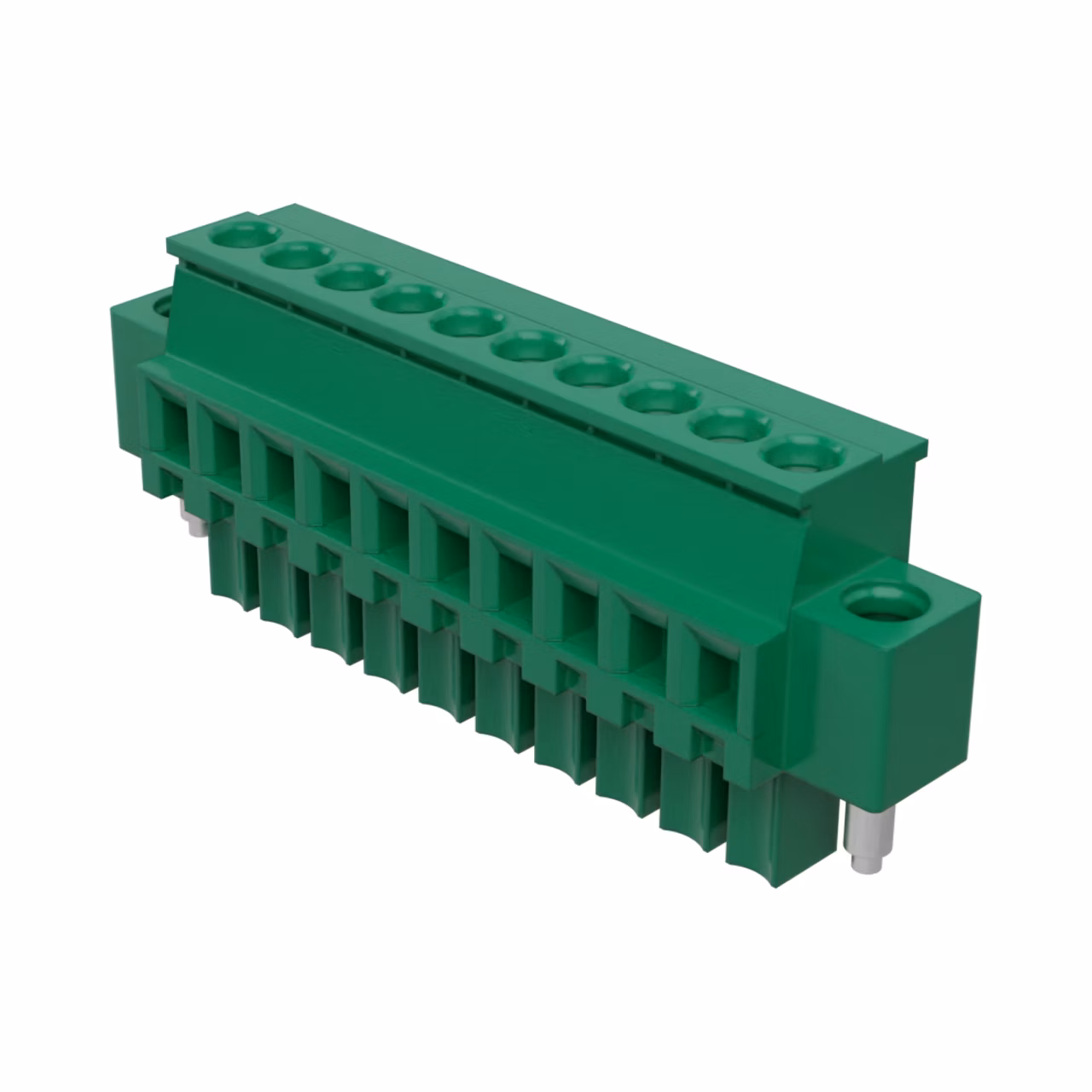 3.81mm Pitch Eurostyle Vertical Plug, with Retention Screws, Rear Wire Entry, Green Housing, Gold (Au) Plated, 10 Circuits for sale
