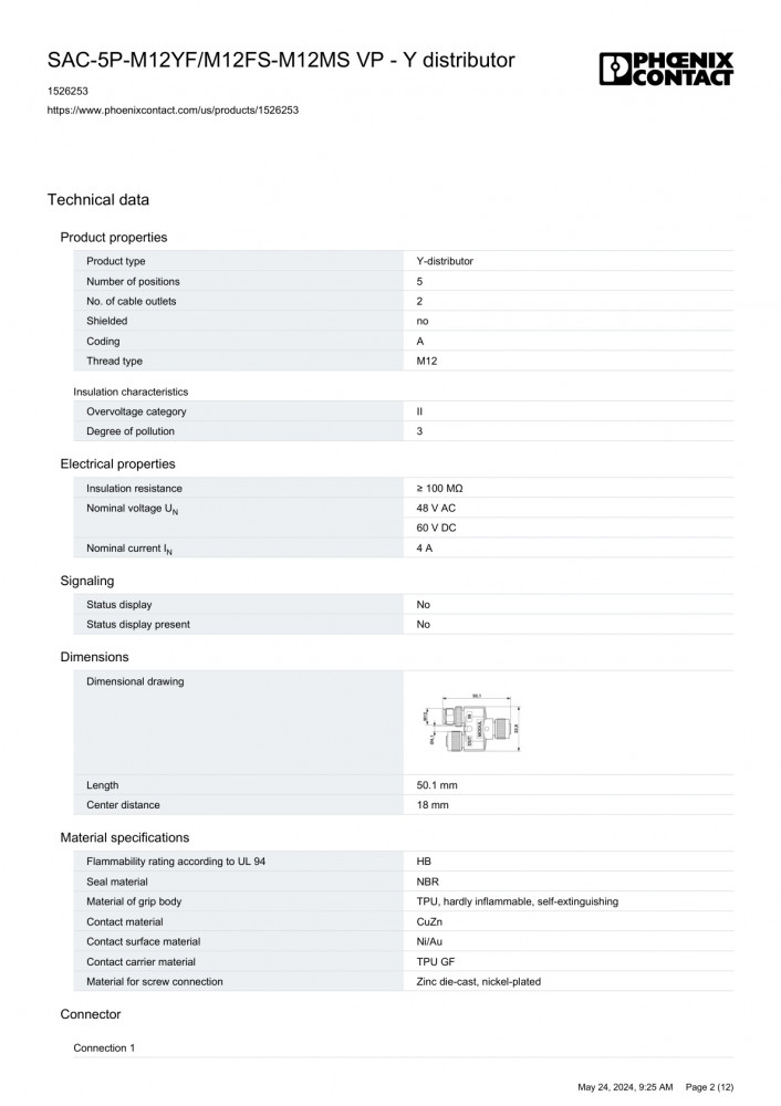 Phoenix Contact 1526253 technical document page 2