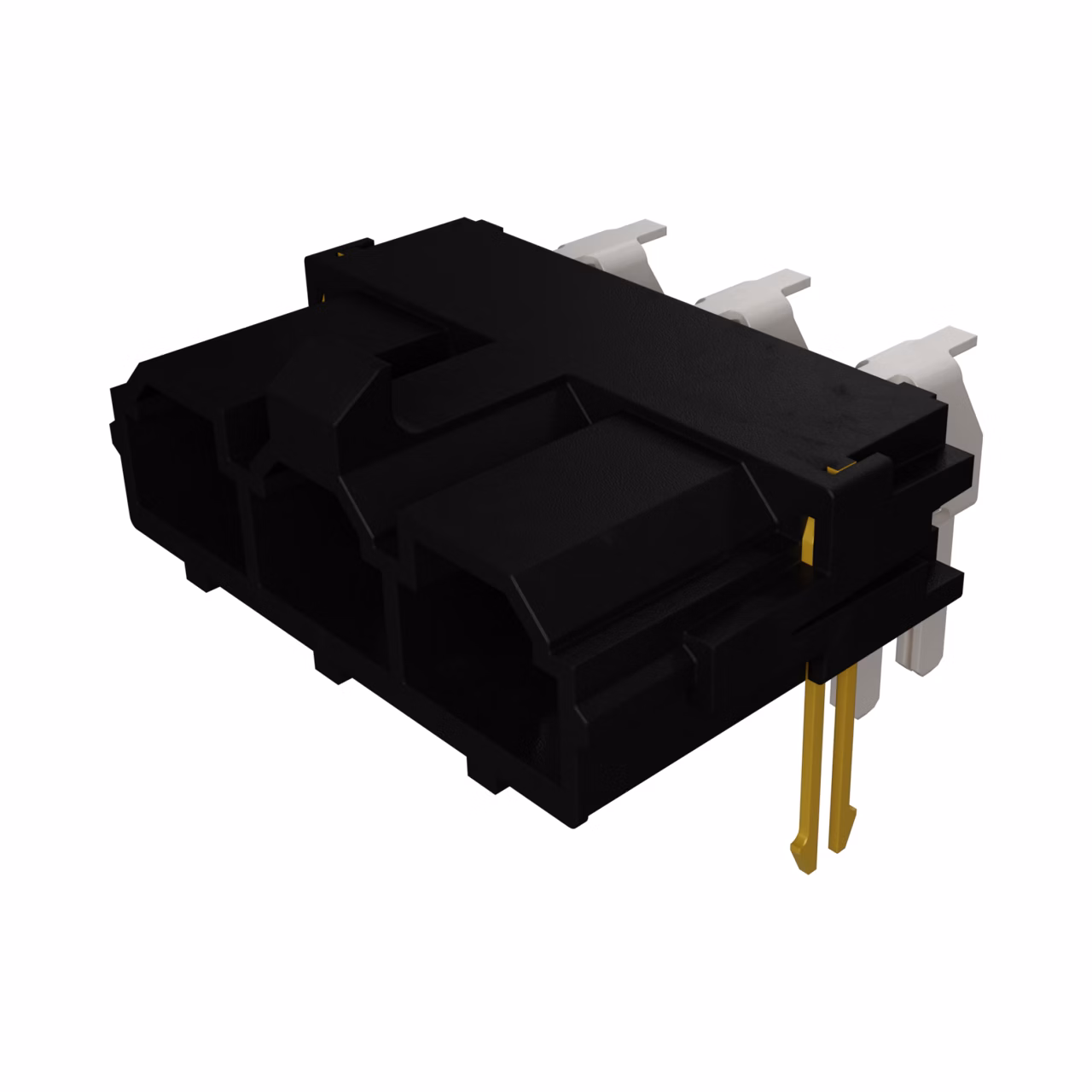 Mini-Fit Sr. Right-Angle Header, 10.00mm Pitch, Single Row, 3 Circuits, 8.30mm Tail Length, for 6.35mm PCB, Silver (Ag) Plating, with Clip for sale