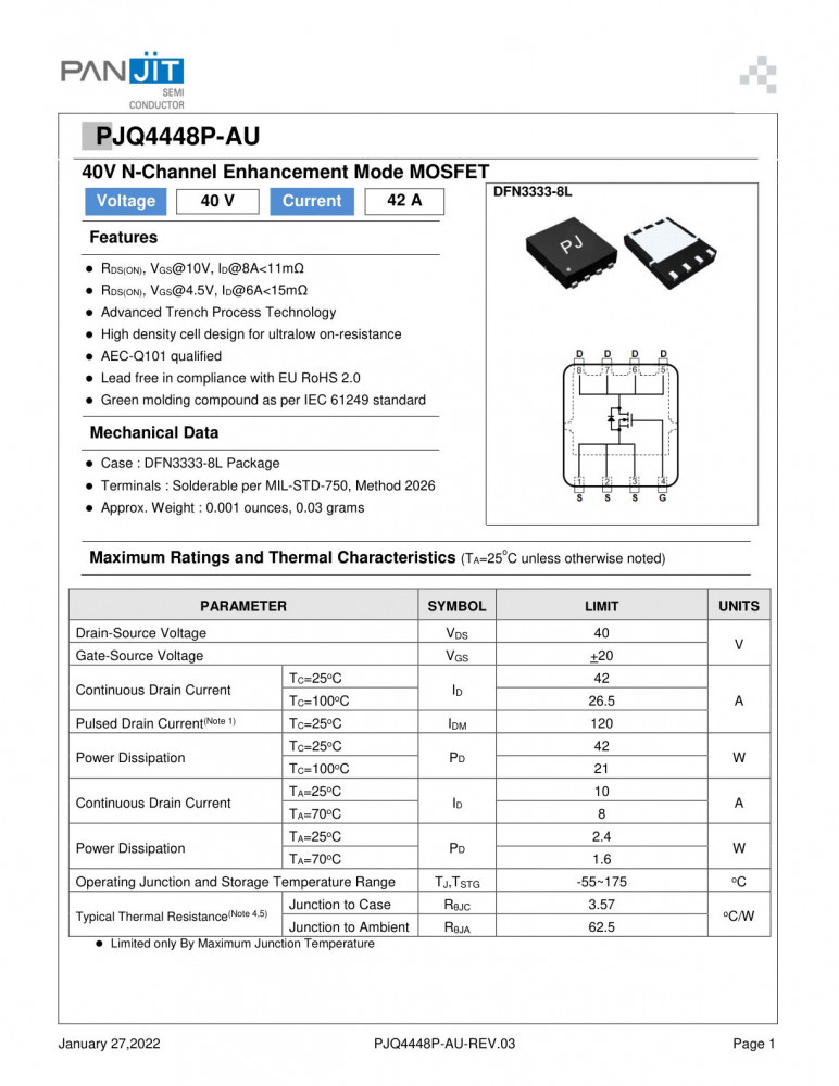 PJQ4448P-AU datasheet page 1