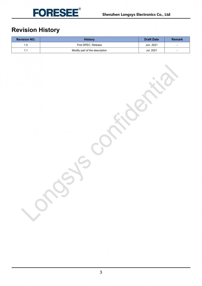 FORESEE DDR4 SDRAM SODIMM datasheet page 3