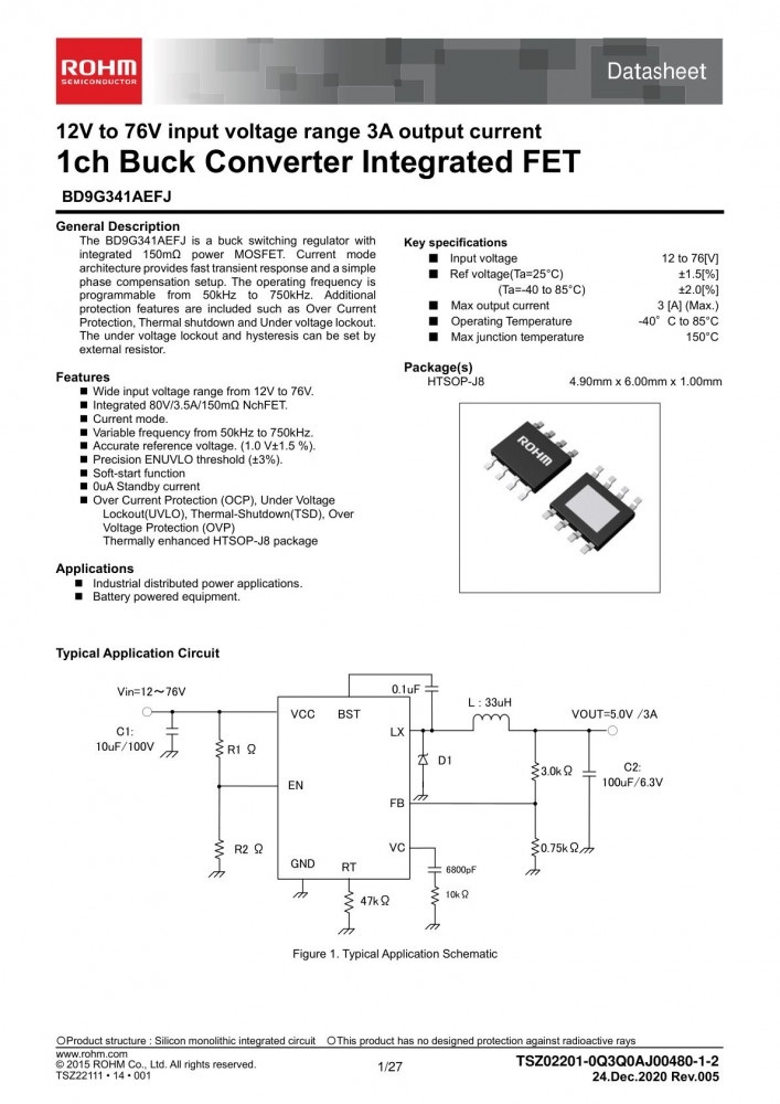 BD9G341AEFJ-E2 datasheet page 1