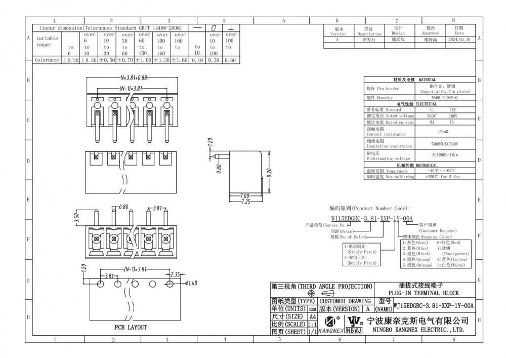 KANGNEX WJ15EDGRC-3.81-14P-14-00A technical drawing preview