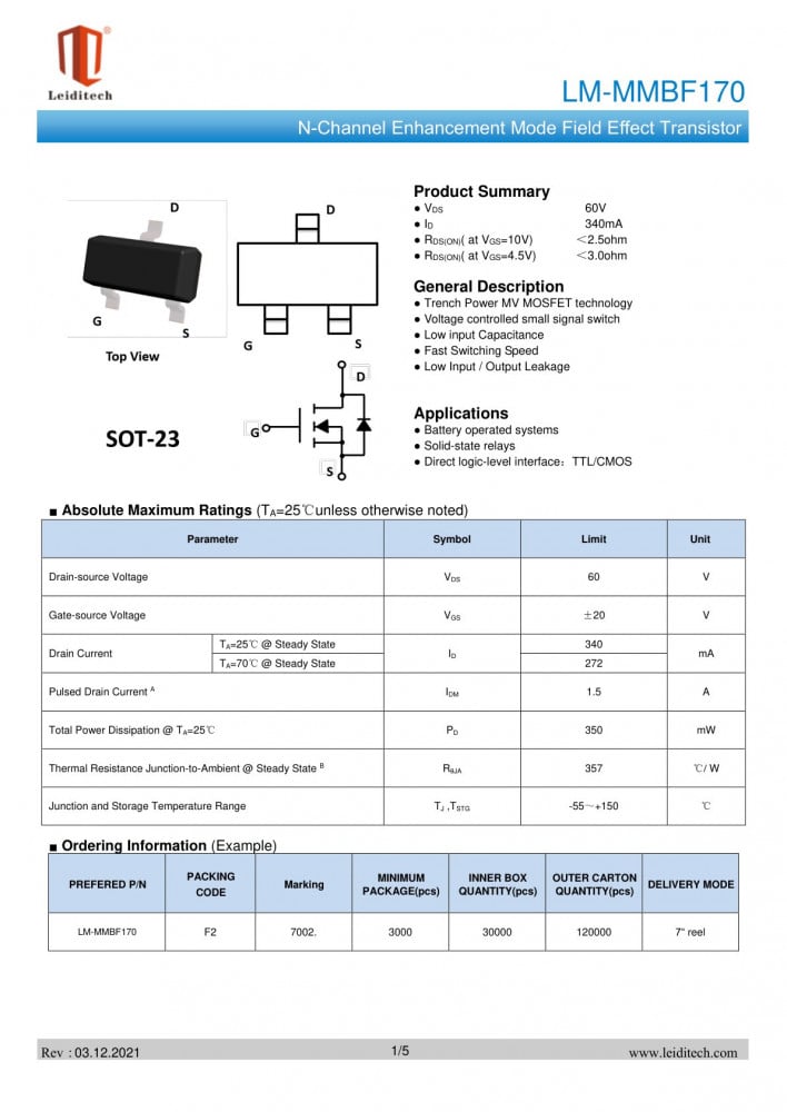 LM-MMBF170 datasheet page 1