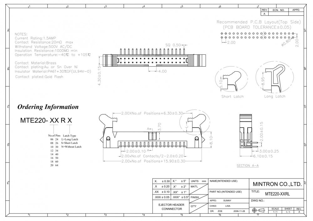 MINTRON MTE220-26RL technical document page