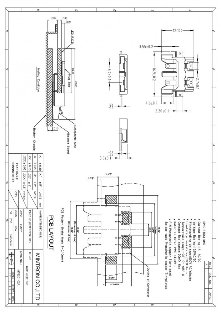 MINTRON MT6201-02A technical drawing