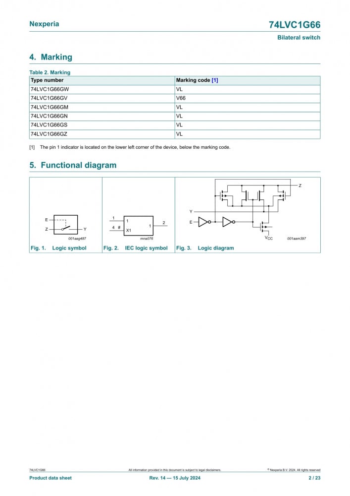 74LVC1G66GV datasheet page 2