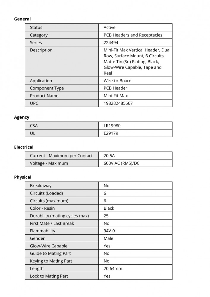 Technical document page 2 for MOLEX 2244941106