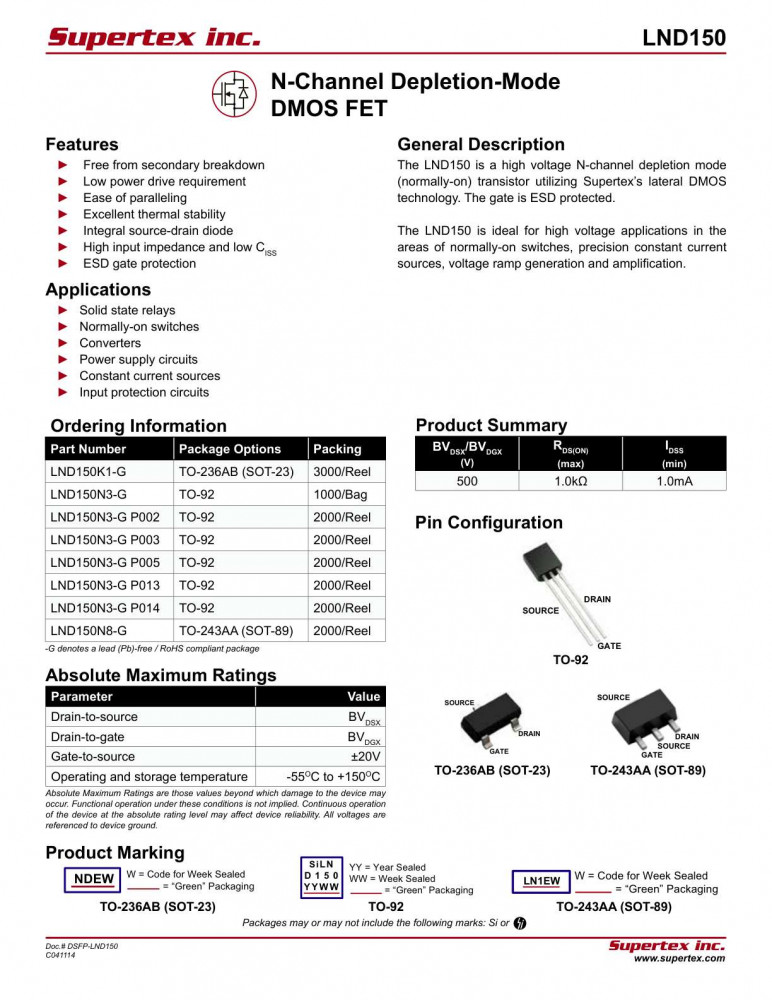 LND150 datasheet page 1