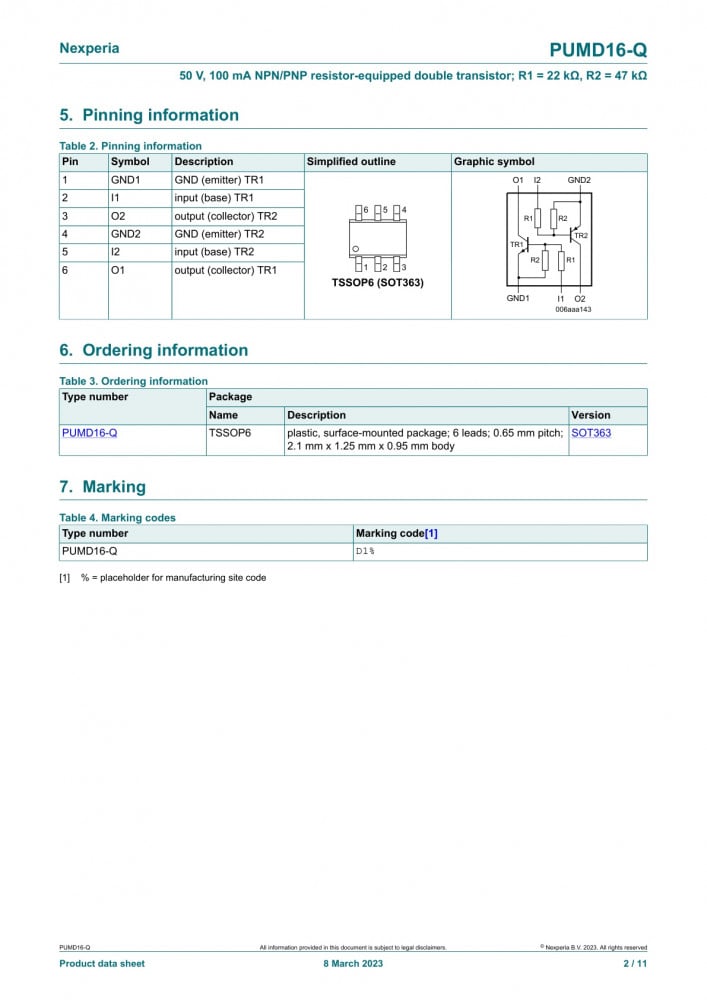 PUMD16-QX datasheet page 2