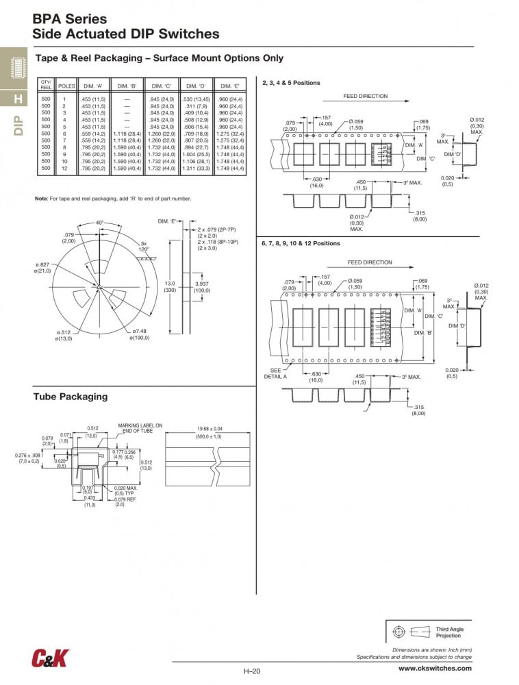 C&K BPA Series datasheet page 3