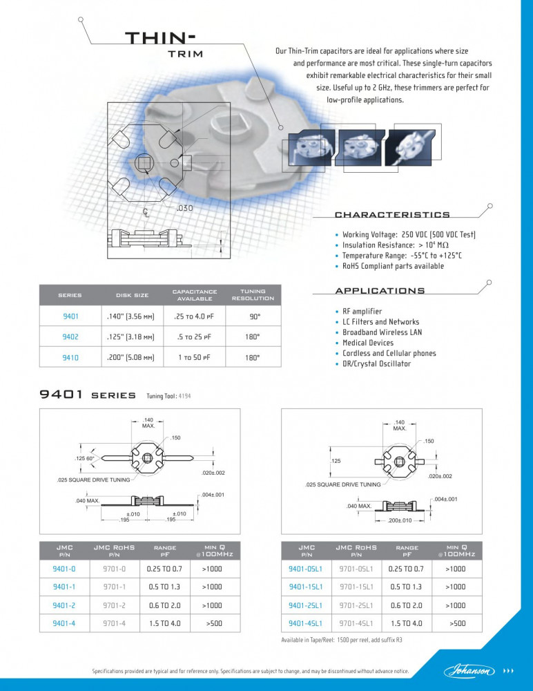 Knowles Thin-Trim capacitor document page 1
