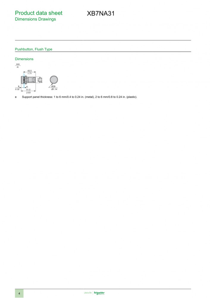 XB7NA31 technical document page 4