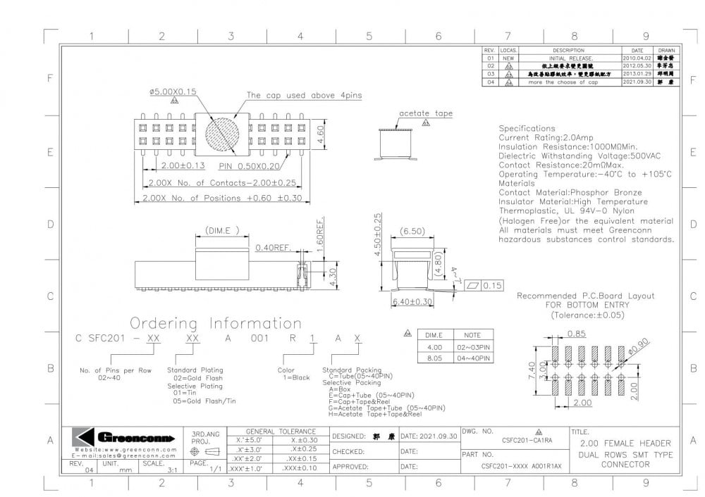 GREENCONN CSFC201 drawing reference