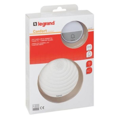 Comfort radio kit, wireless chime and doorbell, round, white, 100m radio range and 15 melodies for sale
