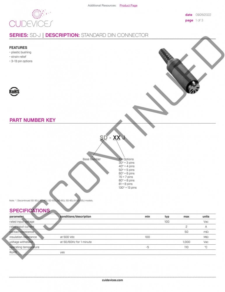 CUI SD-60J datasheet page 1