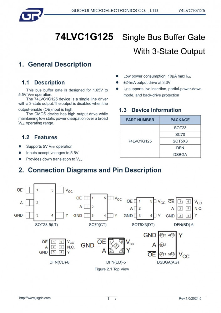 74LVC1G125 document page 1