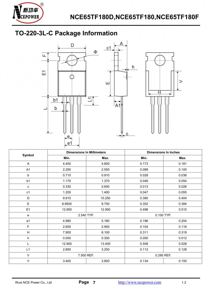 NCE65TF180D datasheet page 7