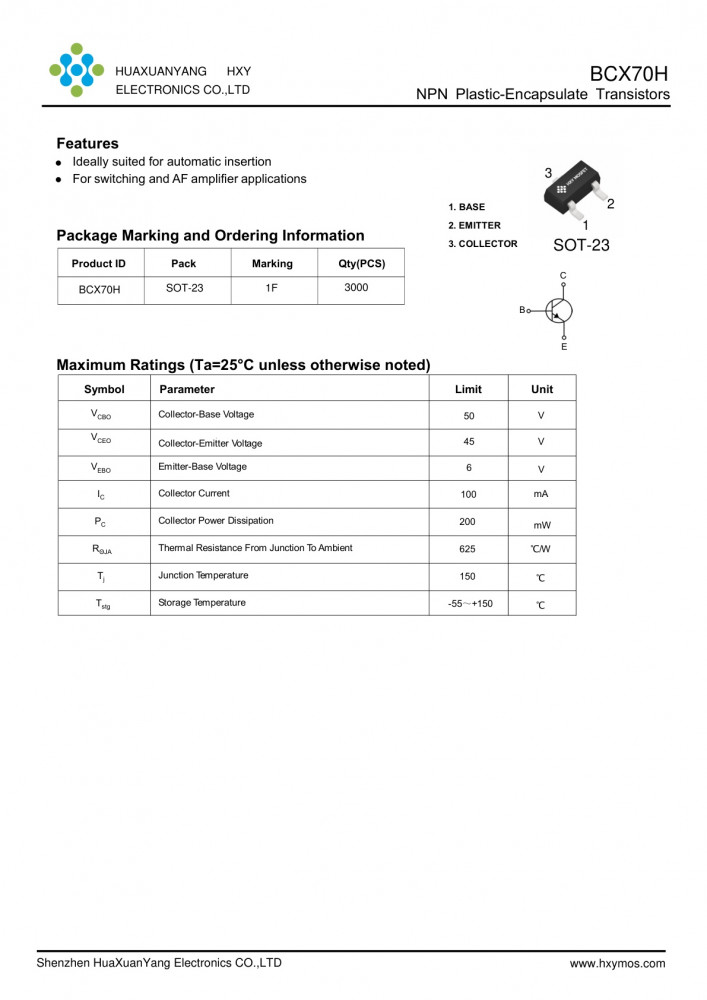 BCX70H-HXY datasheet page 1